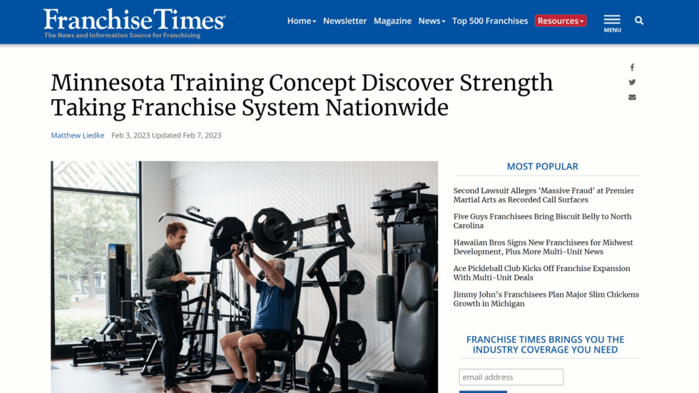 Discover Strength Personal Training Franchise Featured in Franchise Times