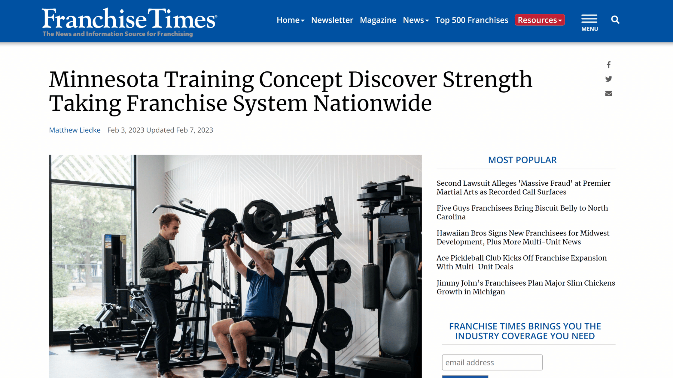 Discover Strength Personal Training Franchise Featured in Franchise Times